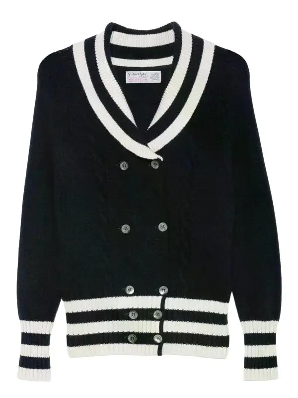 BALLANTYNE 1990s Double-breasted Cable-knit Cardigan - Blue