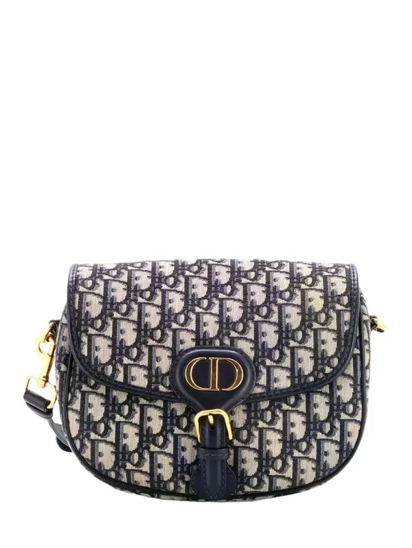 Dior Bobby Flap Bag Oblique Canvas Medium Crossbody Bag - Blue