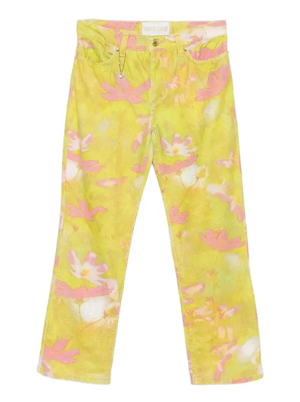 Roberto Cavalli 2000s Floral-print Jeans - Yellow