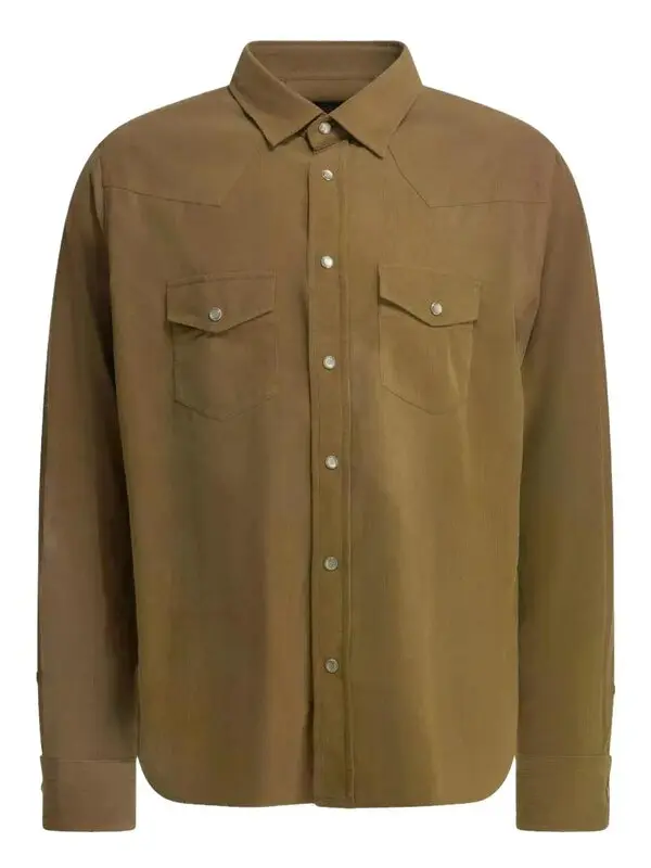 TOM FORD Western-yoke Corduroy Shirt - Brown