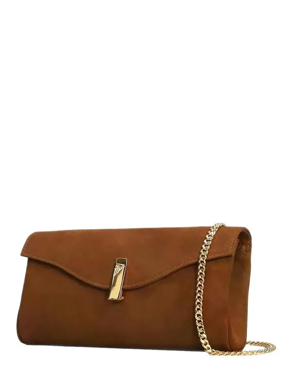 GIUSEPPE ZANOTTI Flutie Chain-link Suede Clutch Bag - Brown