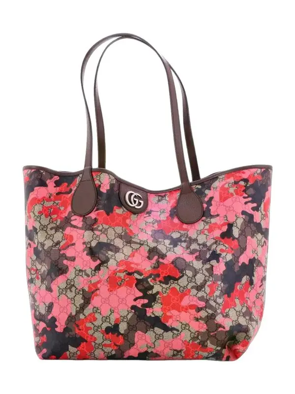 Gucci Gg Camouflage Coated Canvas Large Tote Bag - Brown