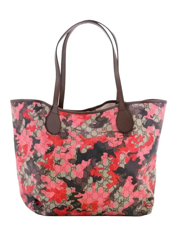 Gucci Gg Camouflage Coated Canvas Large Tote Bag - Brown
