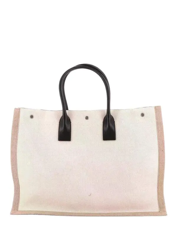 Saint Laurent Rive Gauche Canvas Large Tote Bag - Neutrals