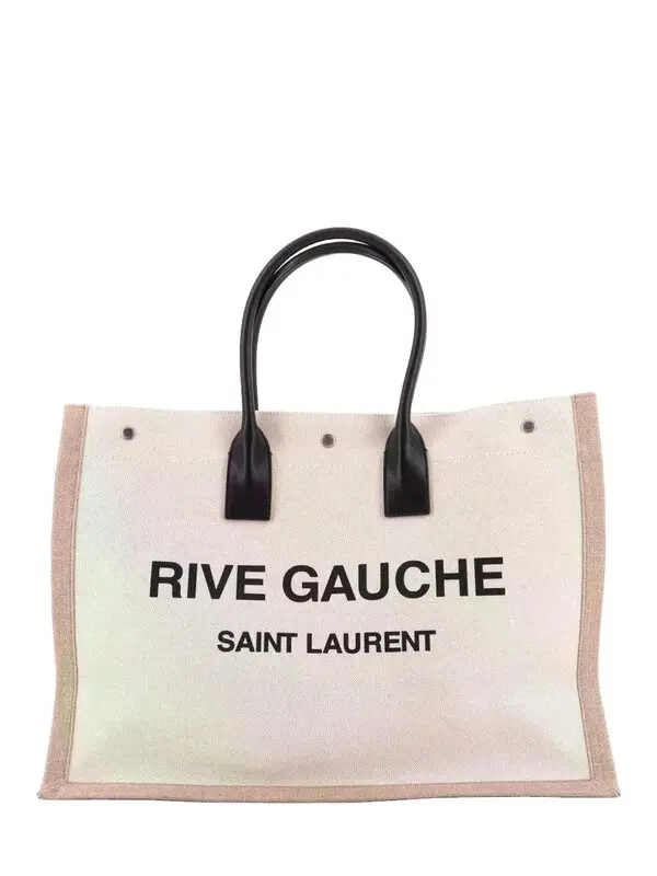 Saint Laurent Rive Gauche Canvas Large Tote Bag - Neutrals