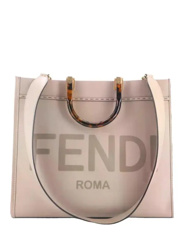 Fendi Sunshine Shopper Leather Tote Bag - Neutrals