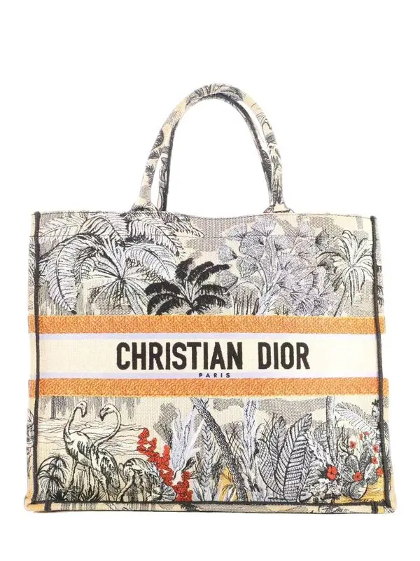Dior Book Embroidered Canvas Large Tote Bag - Neutrals