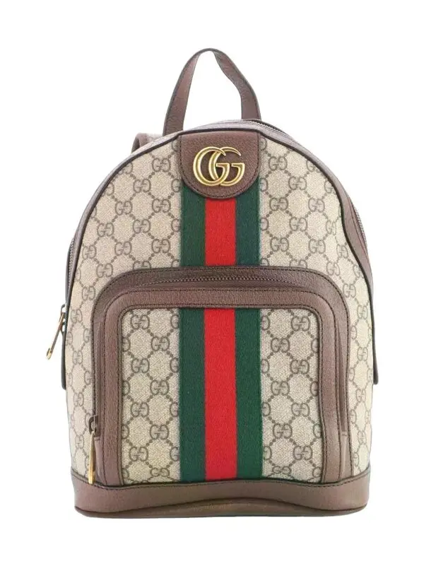 Gucci Ophidia Gg Coated Canvas And Leather Small Backpack - Brown
