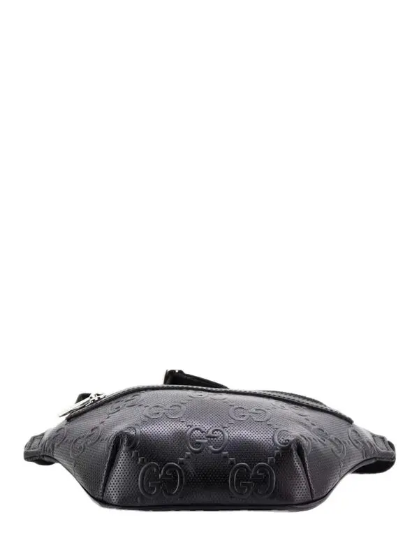 Gucci Gg Embossed Perforated Leather Belt Bag - Black