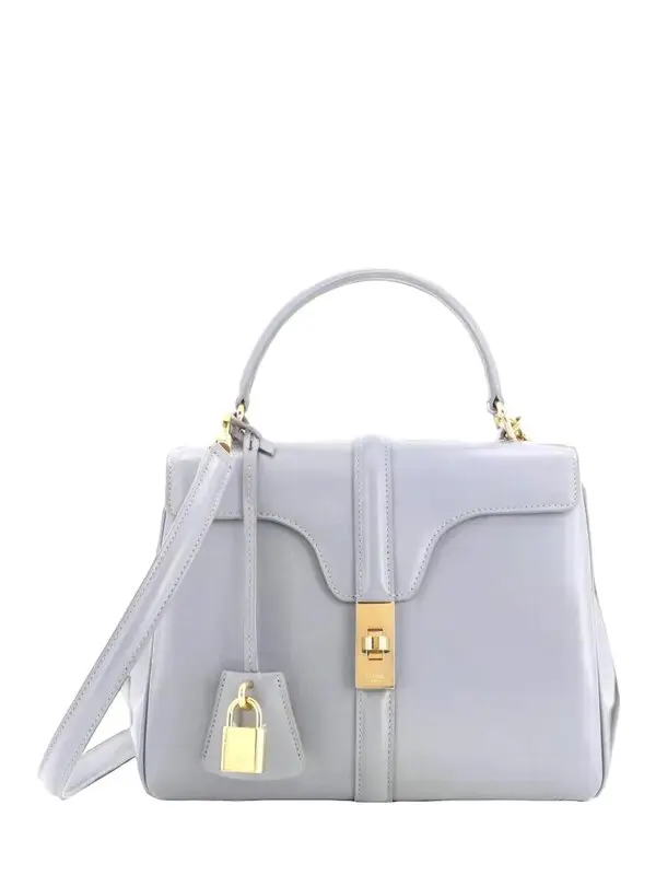 Celine 16 Top Handle Bag In Smooth Calfskin - Blue