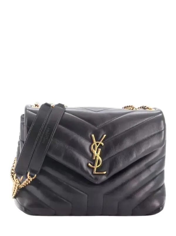 Saint Laurent Loulou Matelasse Chevron Leather Small Shoulder Bag - Black
