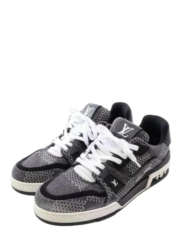 LOUIS VUITTON Monogram Denim Trainer Sneakers - Grey