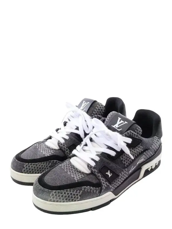 LOUIS VUITTON Monogram Denim Trainer Sneakers - Grey