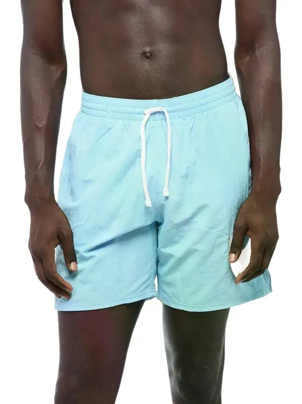 Nike Logo Print Drawstring Swim Shorts - Blue