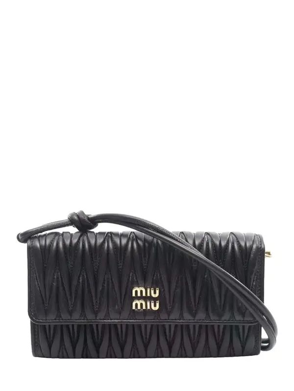 Miu Miu Matelassé Nappa Wallet On Chain Crossbody Bag - Black