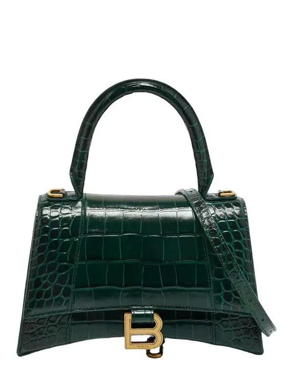 Balenciaga Small Hourglass Croc-embossed Tote Bag - Green