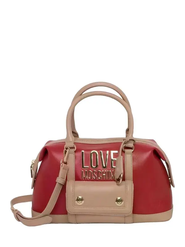 Moschino Logo Plaque Tote Bag - Red