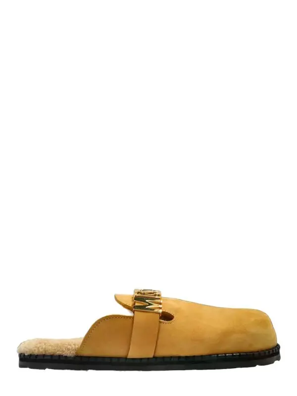 Moschino Plaque Shearling-lined Mules - Yellow