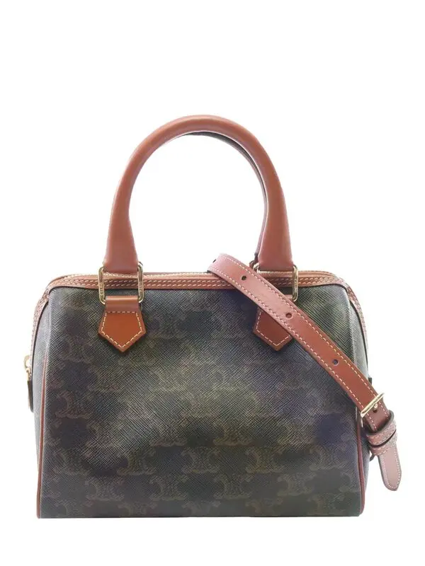 Celine Small Triomphe Coated Canvas Boston Bag Satchel - Brown