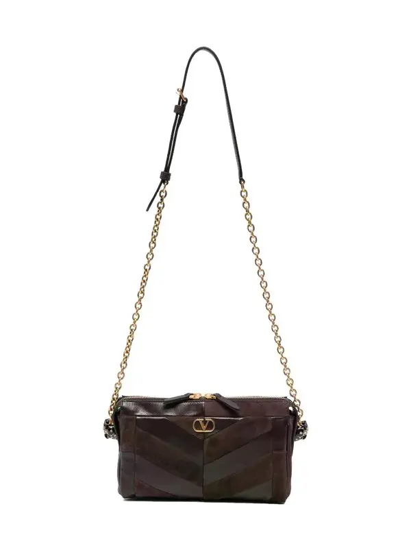 Valentino Garavani Panthea Small Shoulder Bag In Suede And Nappa Leather - Brown