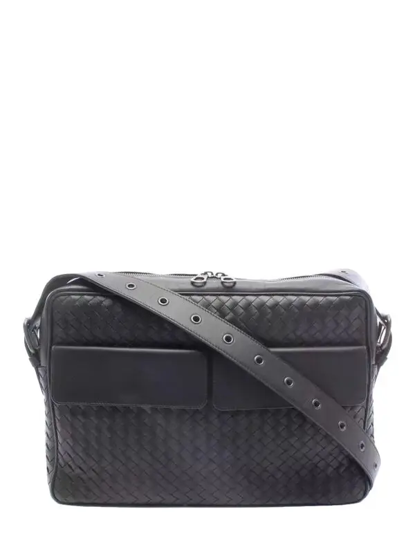 Bottega Veneta Nappa Intrecciato Messenger Bag - Black