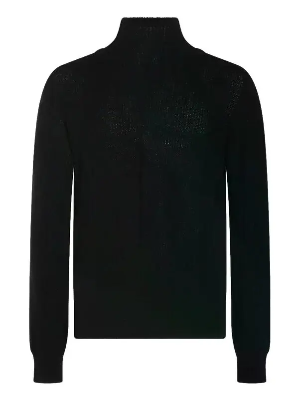 Rick Owens Ribbed Knit Roll Neck Sweater - Black