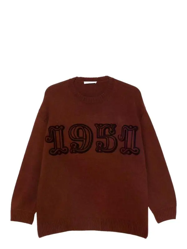 Max Mara Logo-appliqué Crew-neck Sweater - Red