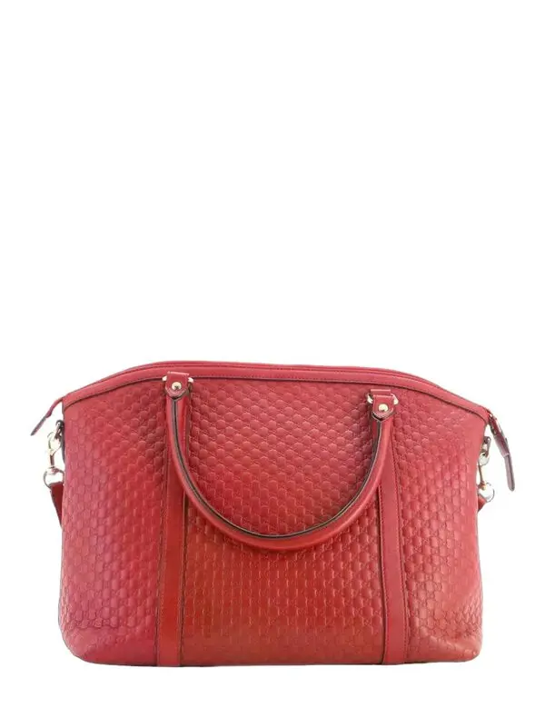 Gucci Britt Convertible Dome Microssima Leather Medium Satchel - Red