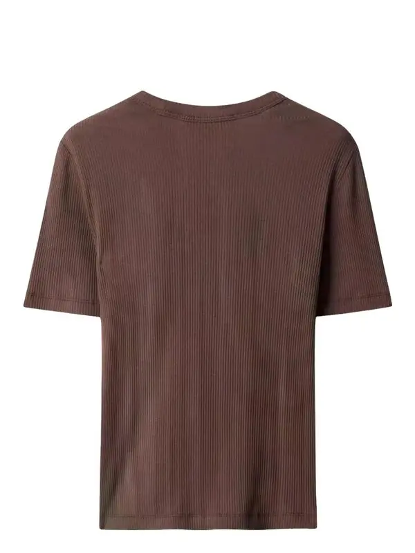 Maison Kitsuné Baby Fox Logo Embroidered Ribbed T-shirt - Brown
