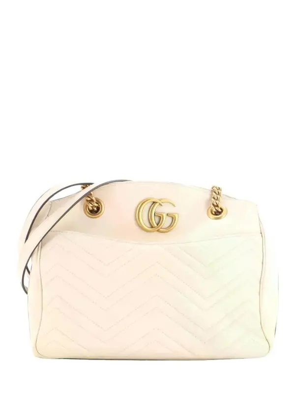 Gucci Gg Marmont Matelassé Leather Chain Shoulder Bag - Neutrals