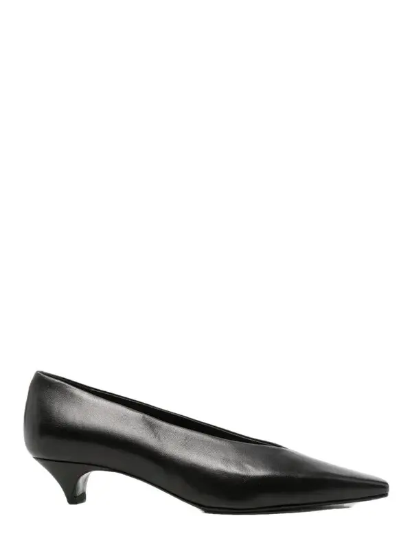 HALMANERA Pointed-toe Leather Heeled Pumps - Black