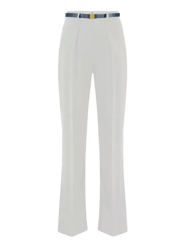 Elisabetta Franchi Belted Trousers In Ivory - Neutrals