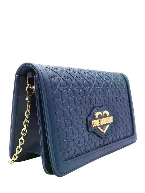 Moschino Heart Embossed Logo Plaque Bag - Blue