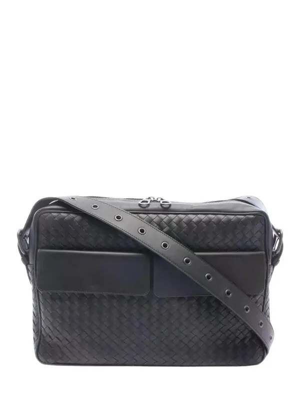 Bottega Veneta 2010s Intrecciato Shoulder Bag - Black
