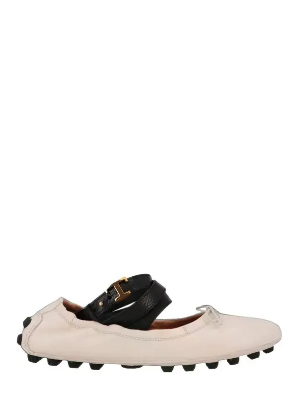 TOD'S Timeless Gommino Ballet Flats With Ankle Strap - Neutrals