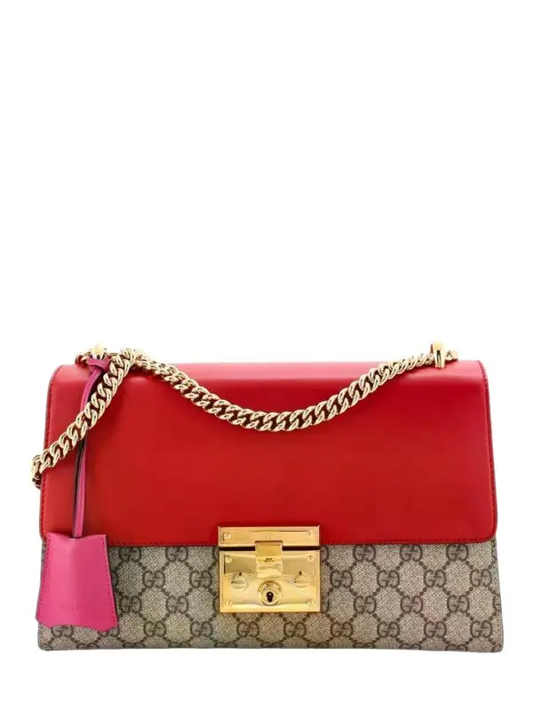 Gucci Padlock Gg Coated Canvas And Leather Shoulder Bag - Red