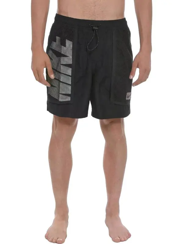 Nike Logo Print Swim Shorts - Black