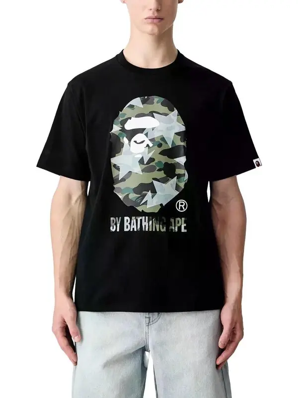 A BATHING APE Sta Over Print 1st Camo Camouflage-print T-shirt - Black