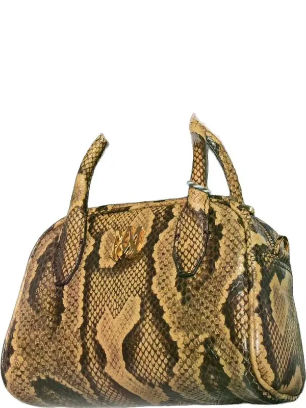 Amiri Micro Ma Snake-effect Logo Plaque Mini Bag - Brown