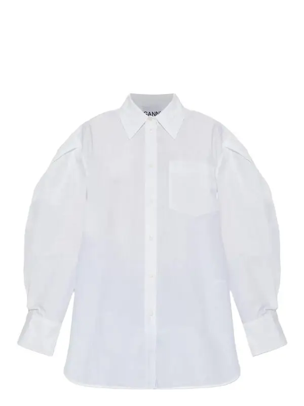 GANNI Puff-sleeve Cotton Shirt - White