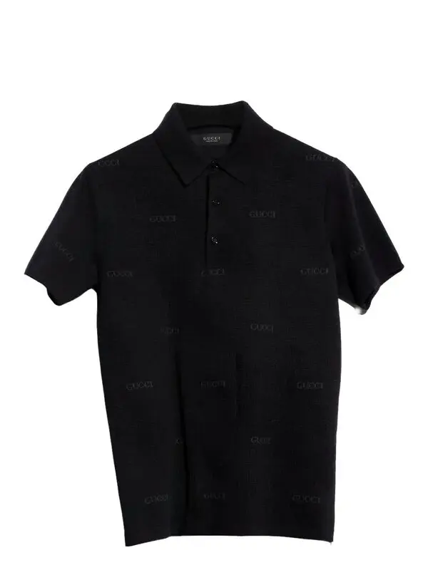Gucci Wool Silk -jacquard Polo Shirt - Black