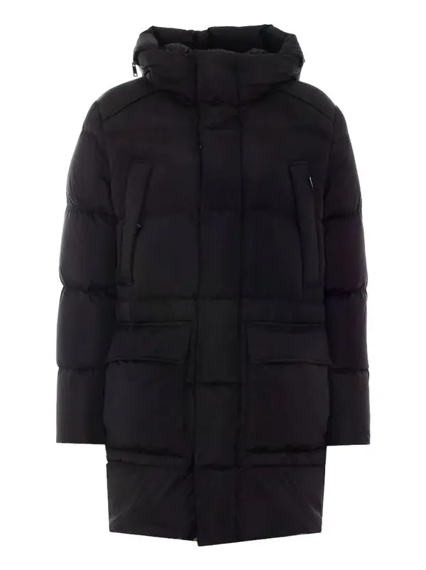 Add Quilted Hooded Coat - Black
