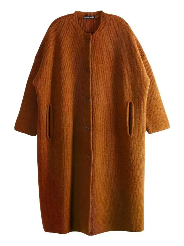CASEY CASEY Knitted Button-up Cardigan-coat - Brown