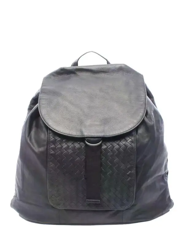Bottega Veneta Intrecciato Leather Drawstring Backpack - Black
