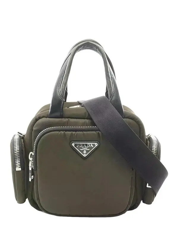 Prada Tessuto Pocket Top Handle Satchel - Brown