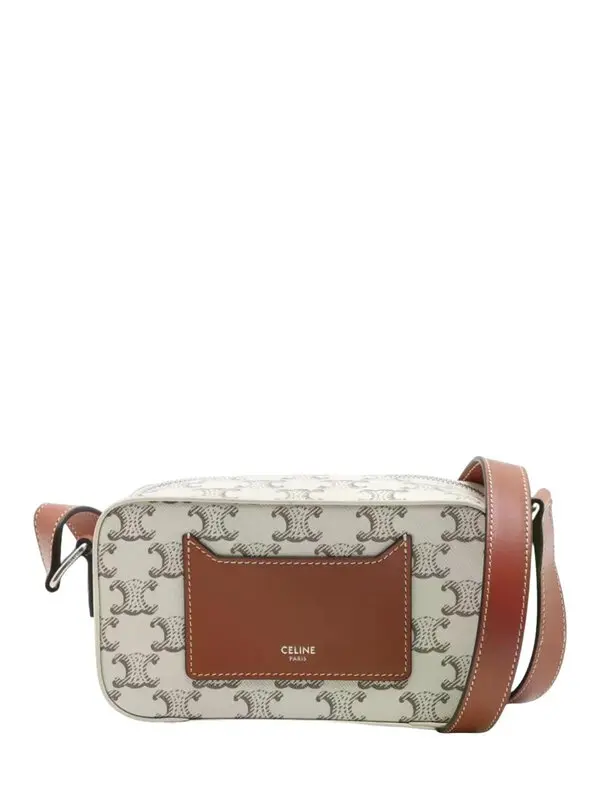 Celine Mini Triomphe Coated Canvas Camera Bag - White