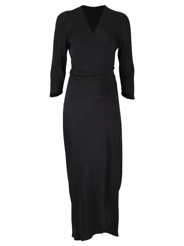 PETER COHEN Wrap Dress In Navy Satin Finish - Blue