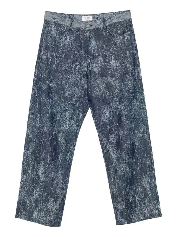 LANEUS Acid Wash Jeans - Blue
