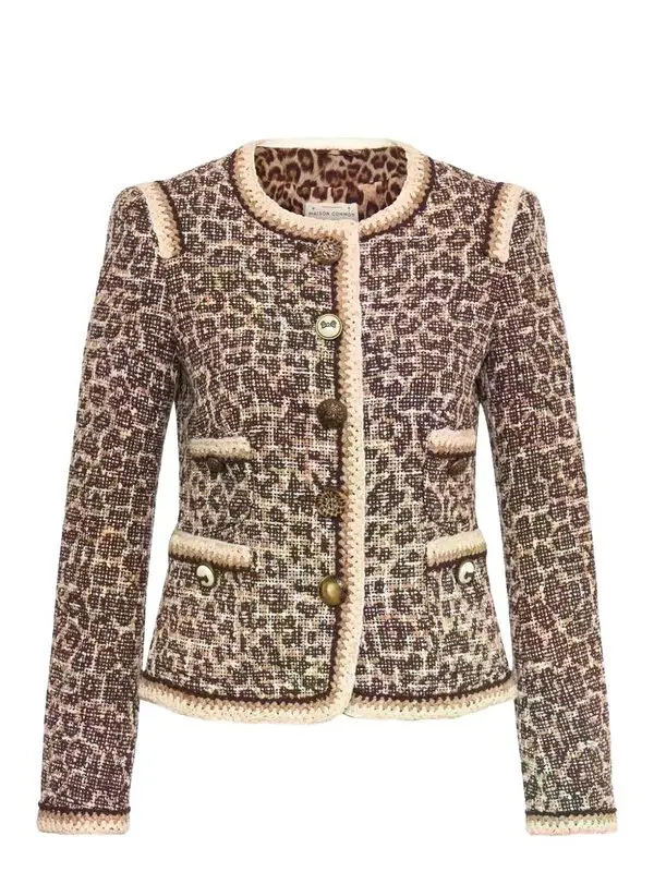 MAISON COMMON Leo Animal-print Tweed Jacket - Brown