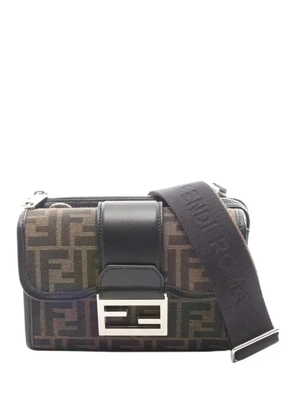 Fendi Zucca Canvas Double Baguette Crossbody Bag - Brown